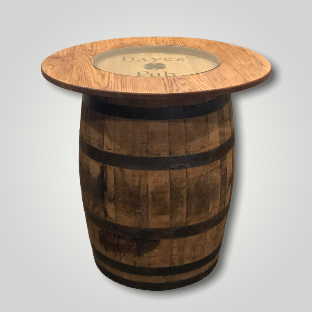 Custom Finished Bourbon Barrel Pub Table – Rustic Barrel Co. LLC